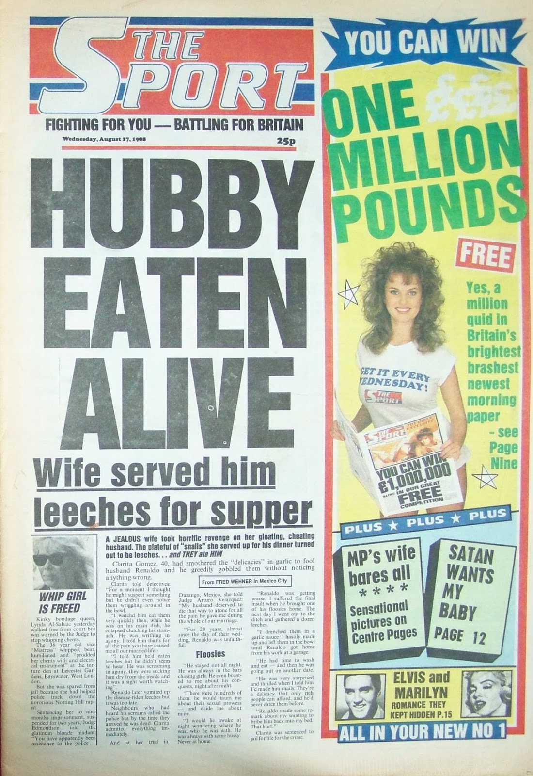 The Sport newspaper 17 August 1988