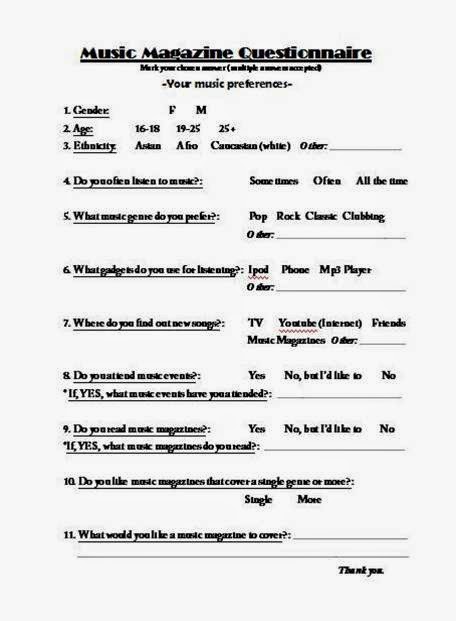 media studies: music questionnaire research 1
