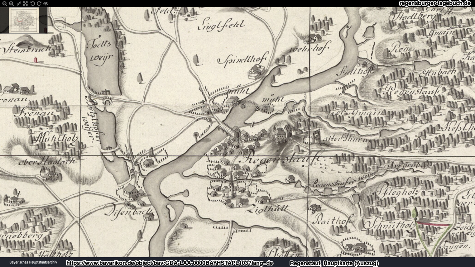 Regensburg historisch: 1597 - Regenstauf Hauptkarte - aus ...
