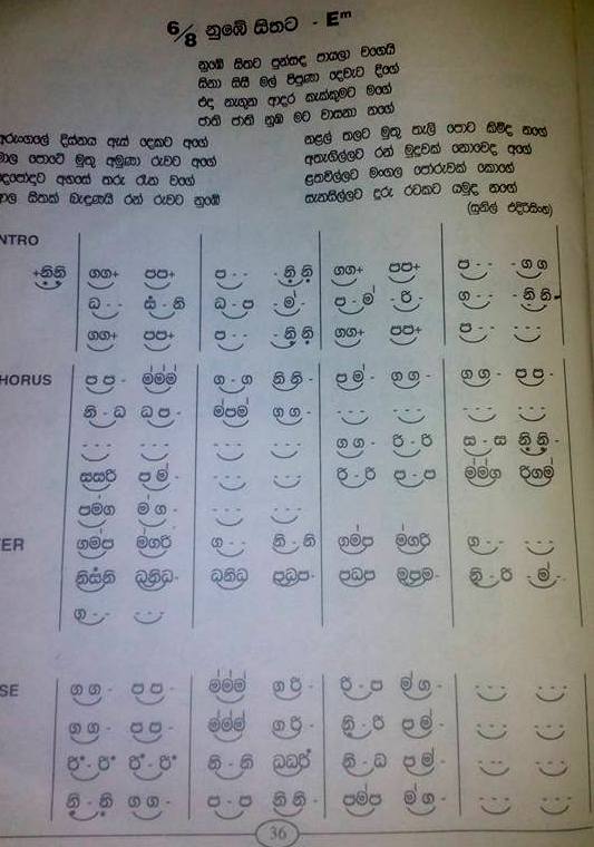 Nube Sithata Punsada Notation _ Sinhala Keyboard Notation