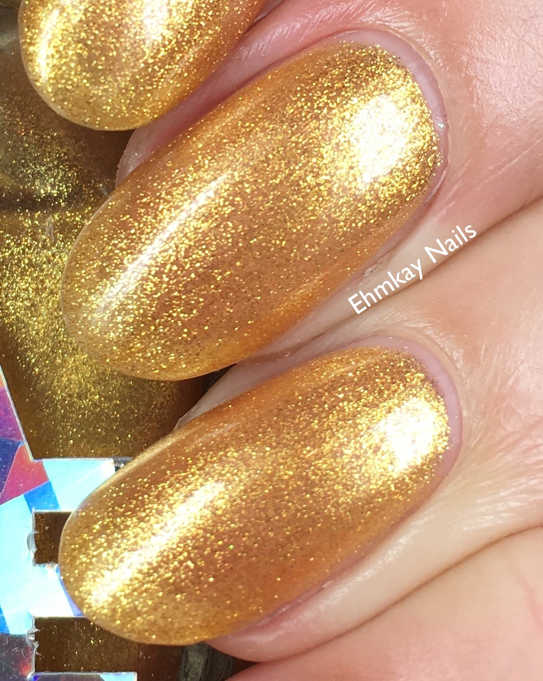ehmkay nails: Alter Ego Golden Topaz with Gradient Leaf Stamping
