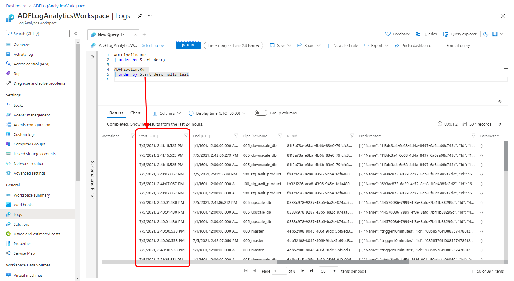 Microsoft BI Tools: Analyze Azure Data Factory logs - part 2: queries