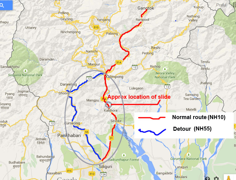 Visions of Hell: Landslide blocks National Highway (NH) 10 (Siliguri ...