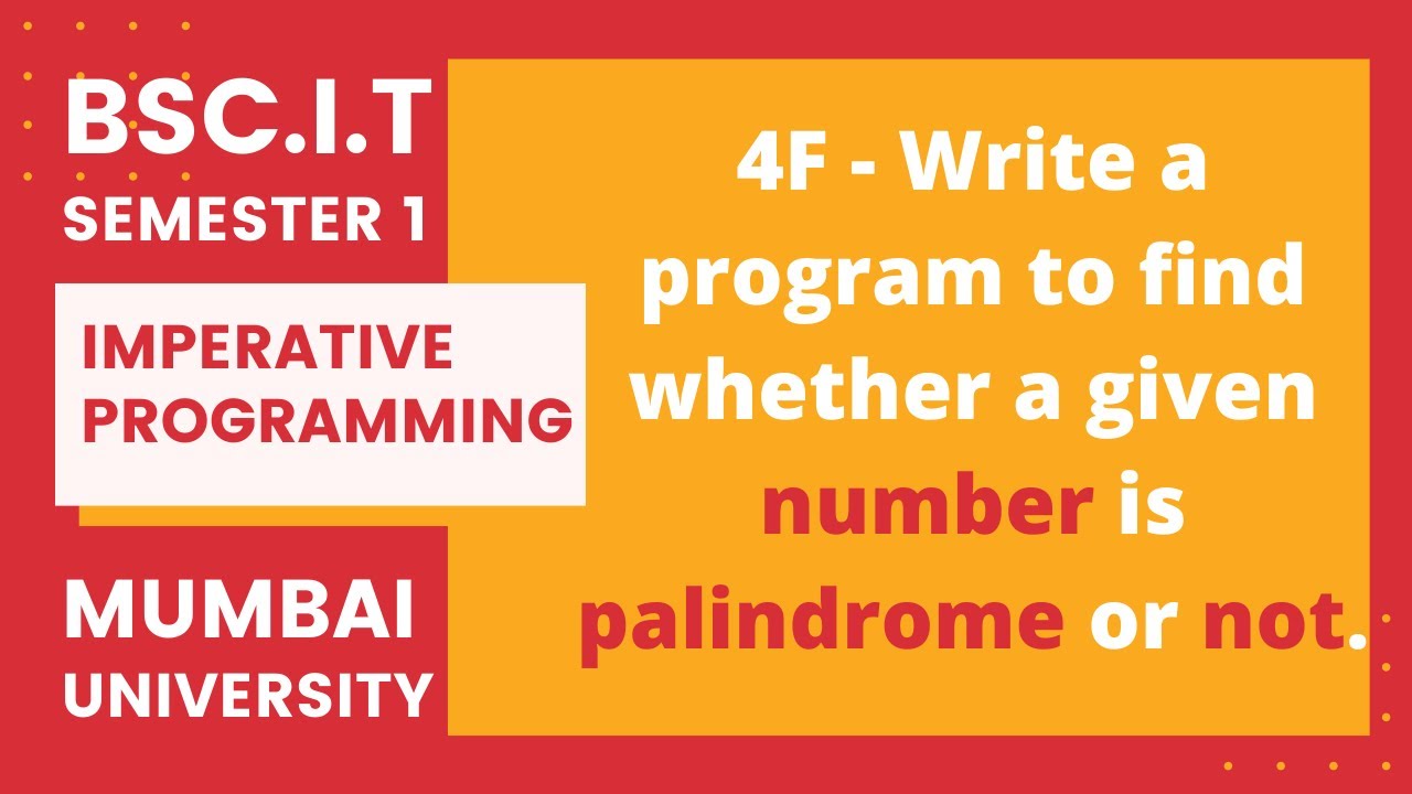 Program to find whether a given number is palindrome or not