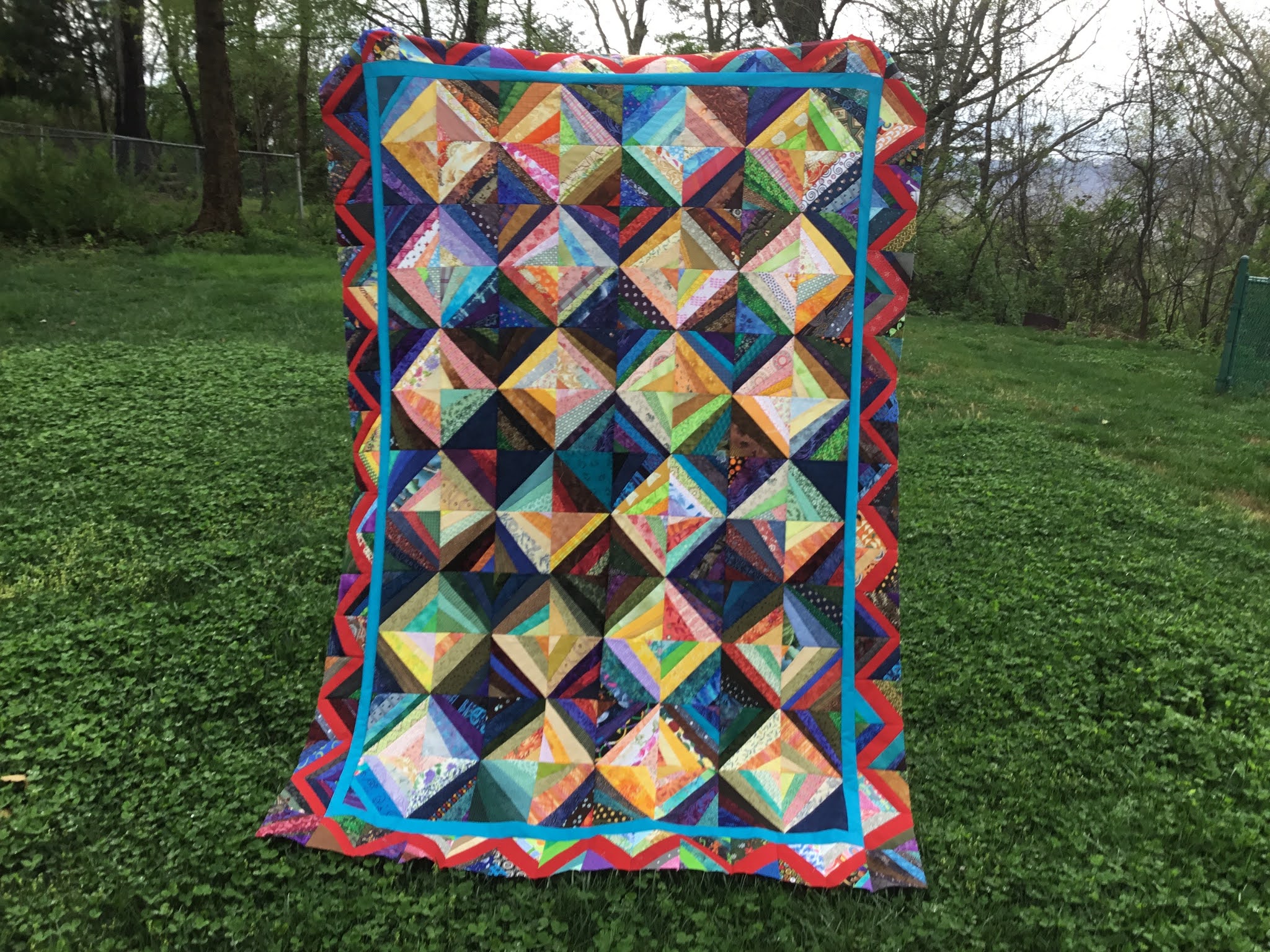 Fiber Antics by Veronica: String pieced UFO is off the design wall