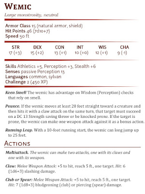 Inktober Monstrosities: W for Wemic