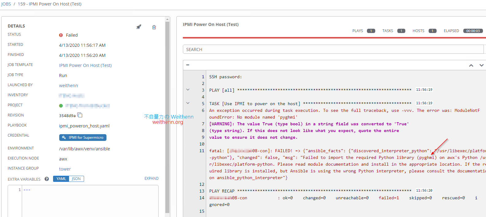 Failed to import the required Python library (pyghmi) on awx's Python ... Failed to import the required Python library (pyghmi) on awx's Python ...