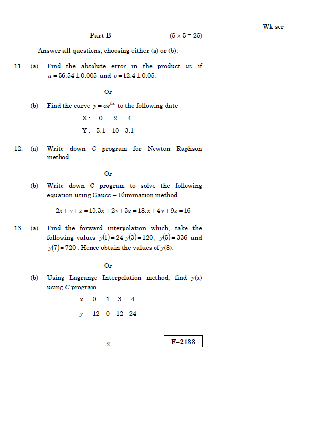 Alagappa University M.Sc.physics NUMERICAL METHODS APRIL 2019 Question ...