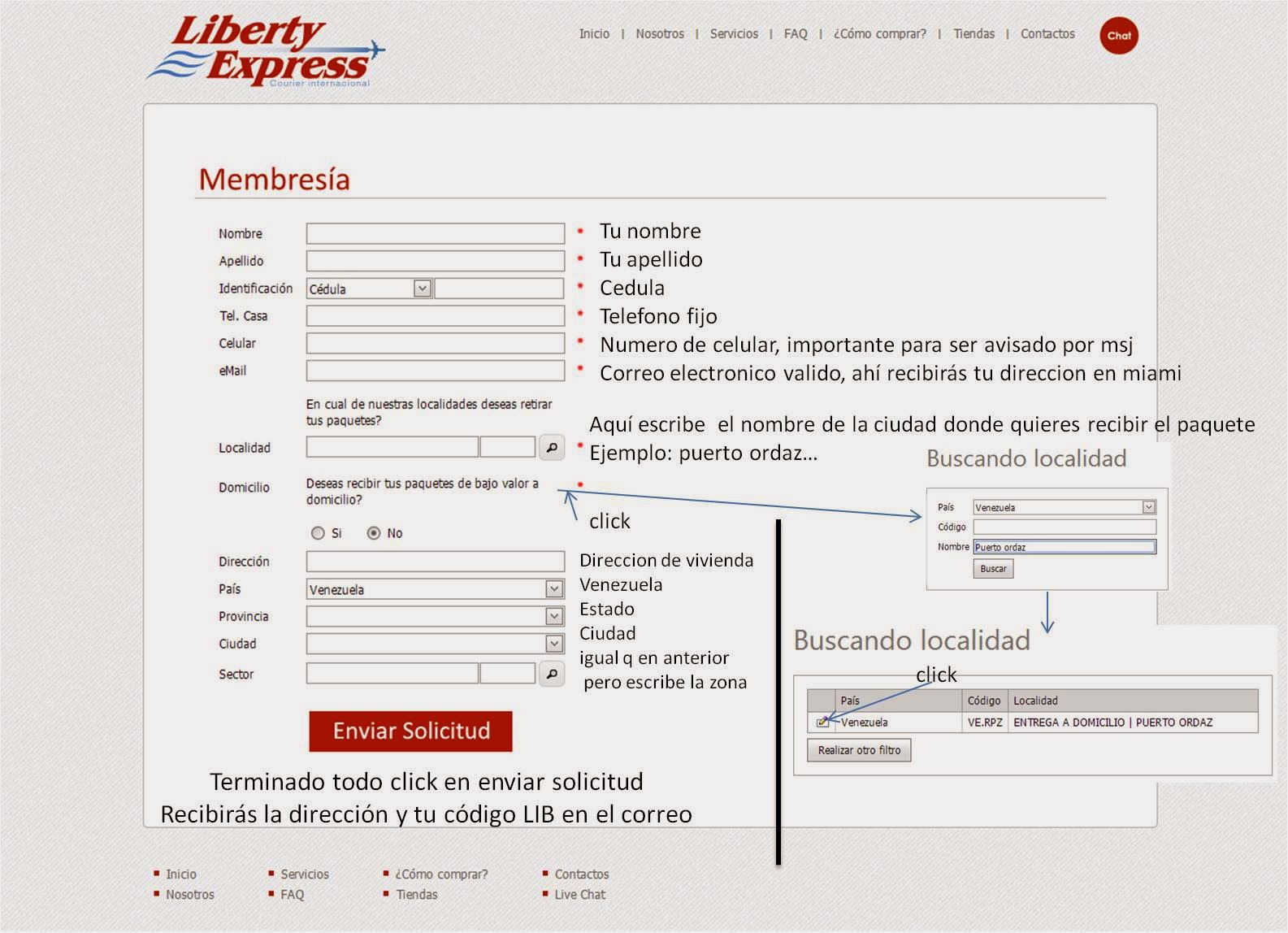 Experiencias con Liberty Express en Venezuela: Como crear tu cuenta (casillero) en Liberty ...