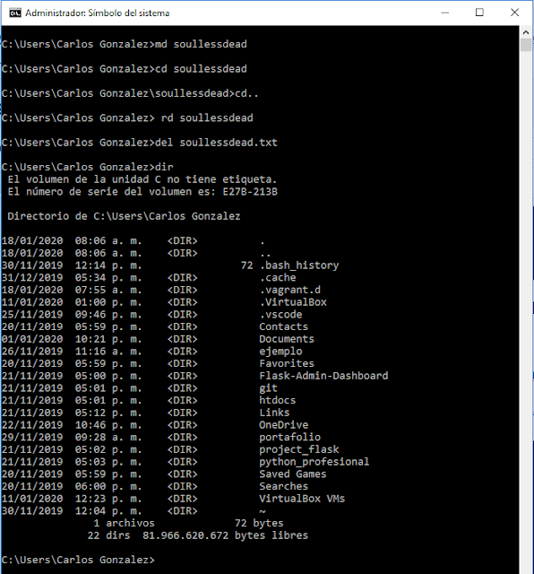 Comandos básicos Simbolo de sistema