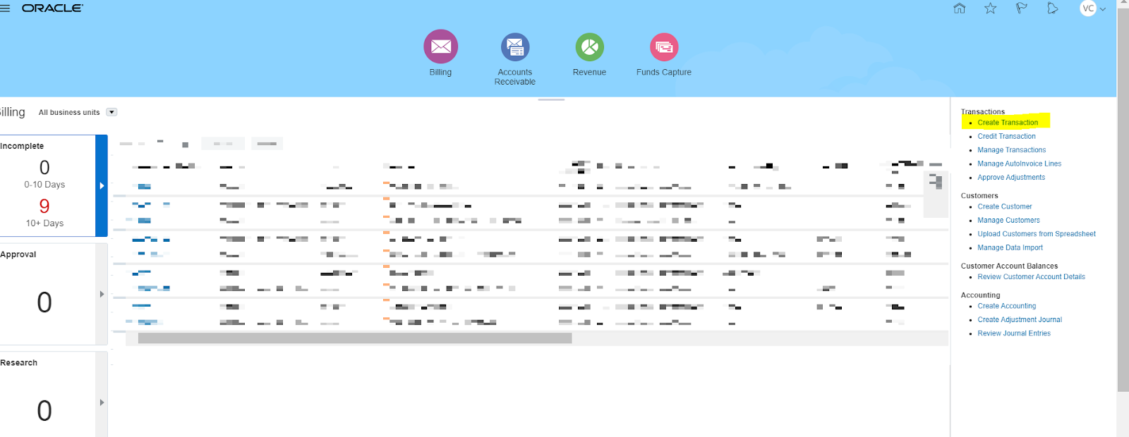 HSRoracentre: How to create AR transaction in oracle Cloud