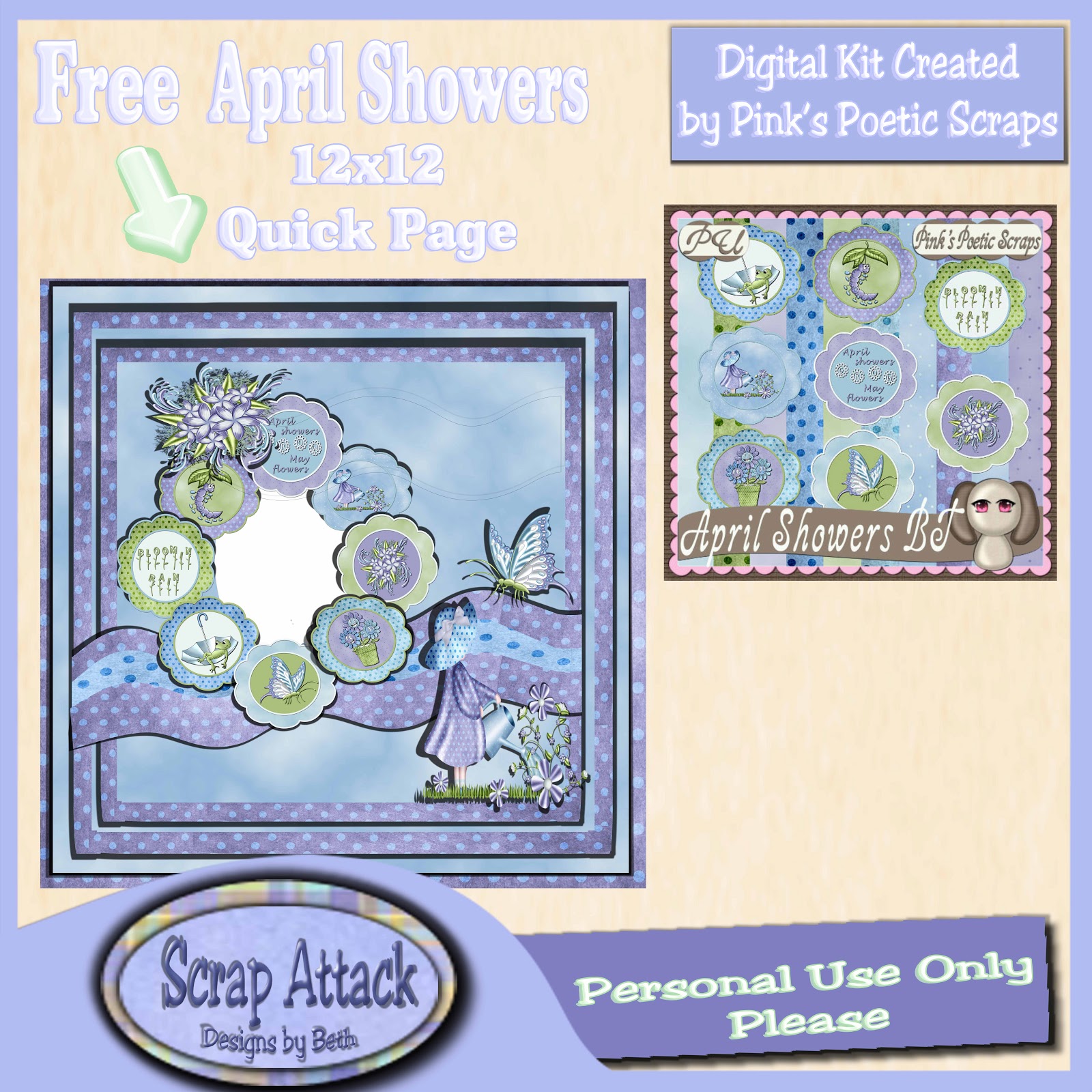 Welcome to Scrapattack;Designs by Beth: April Showers Freebie
