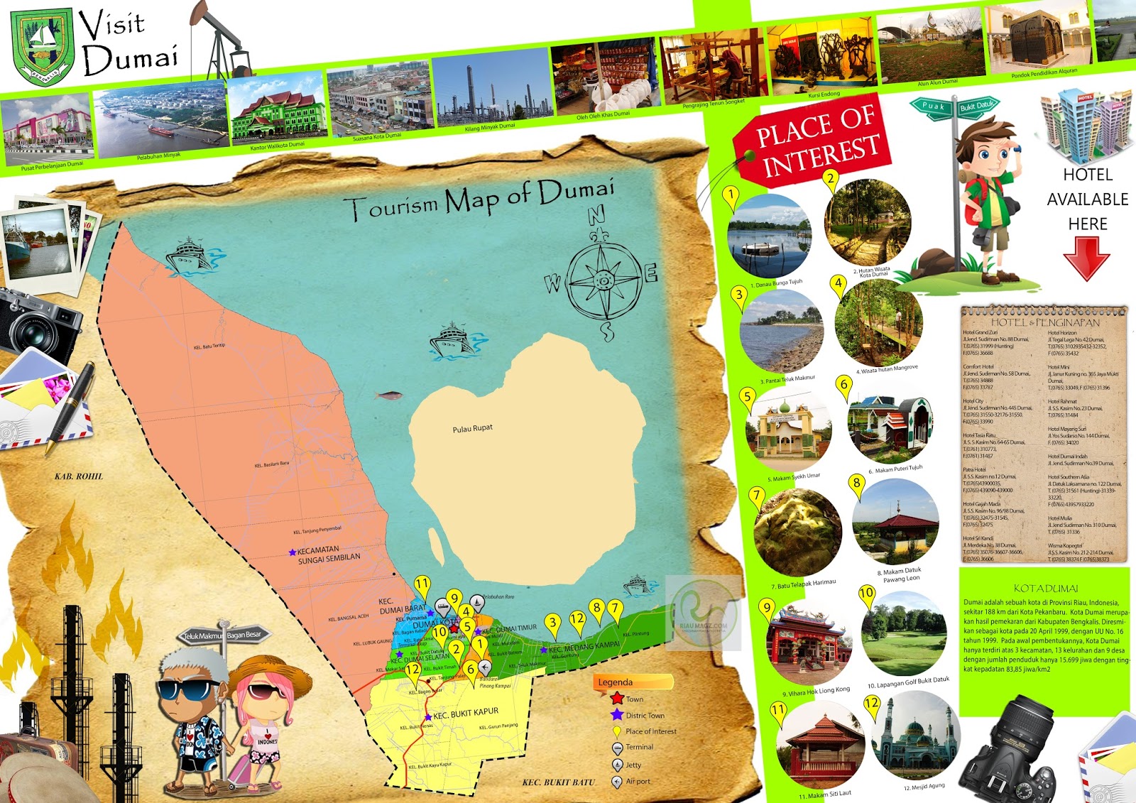 Peta Wisata Kota Dumai - Tourism Map of Dumai City - Riau - Indonesia ...