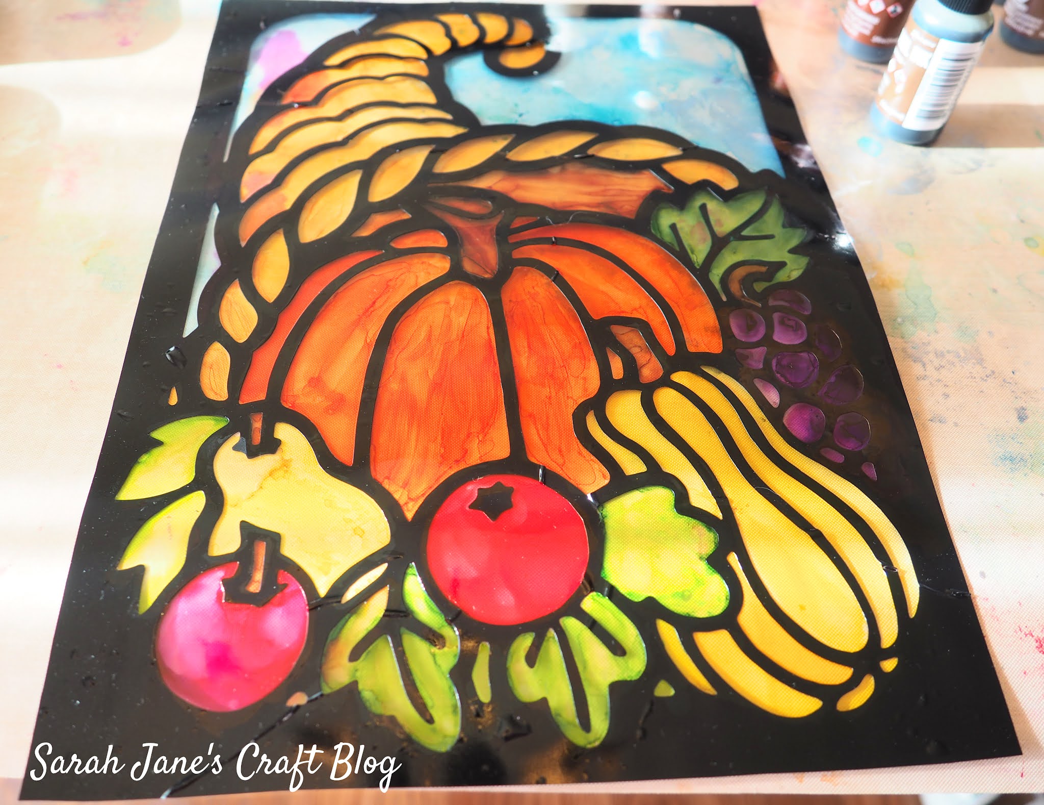 Thanksgiving Faux Stained Glass Panel