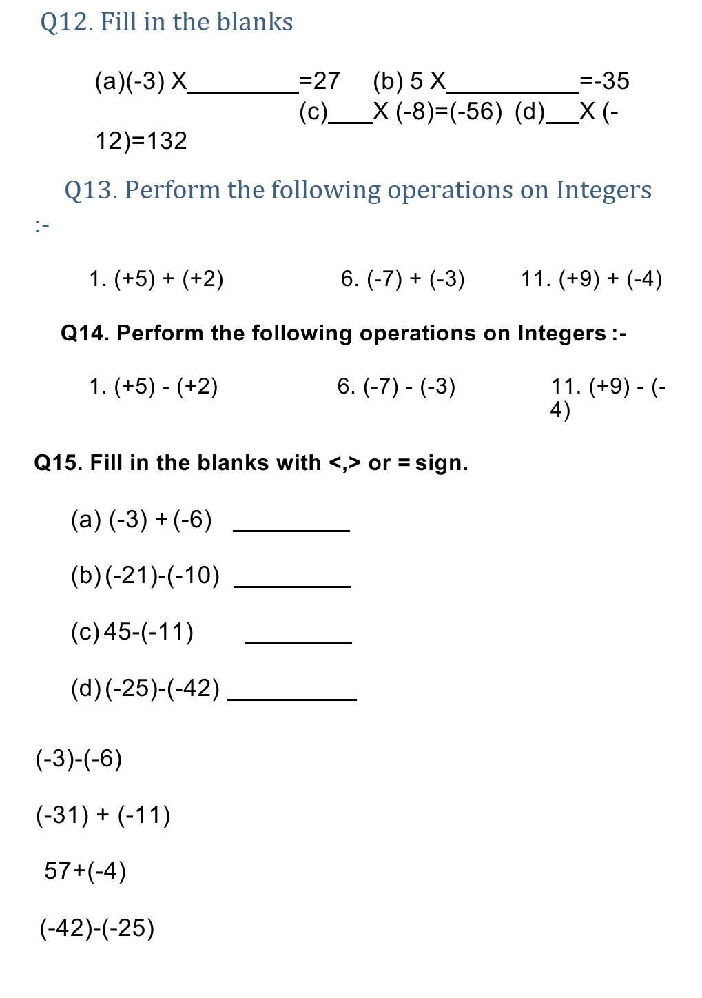 Holiday Homework Class 7