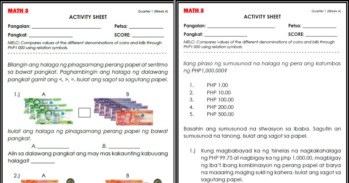 MATH 3 Q1 Week 4 MELC Based LEARNING ACTIVITY SHEETS DepEd Click math-3-q1-week-4-melc-based-learning-activity-sheets-deped-click