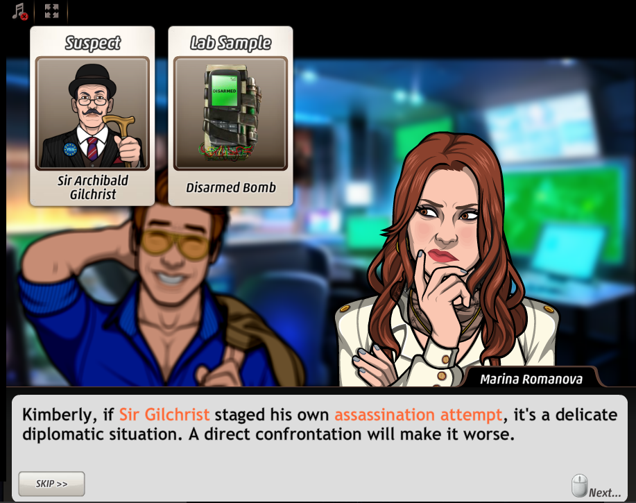 Criminal Case Screenshots: Jack Archer and Marina Romanova