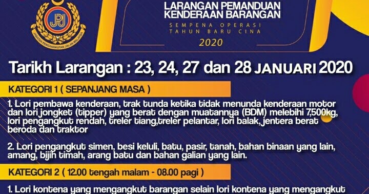 Jpj Larangan Kenderaan Utk Hari Raya Cina 2018