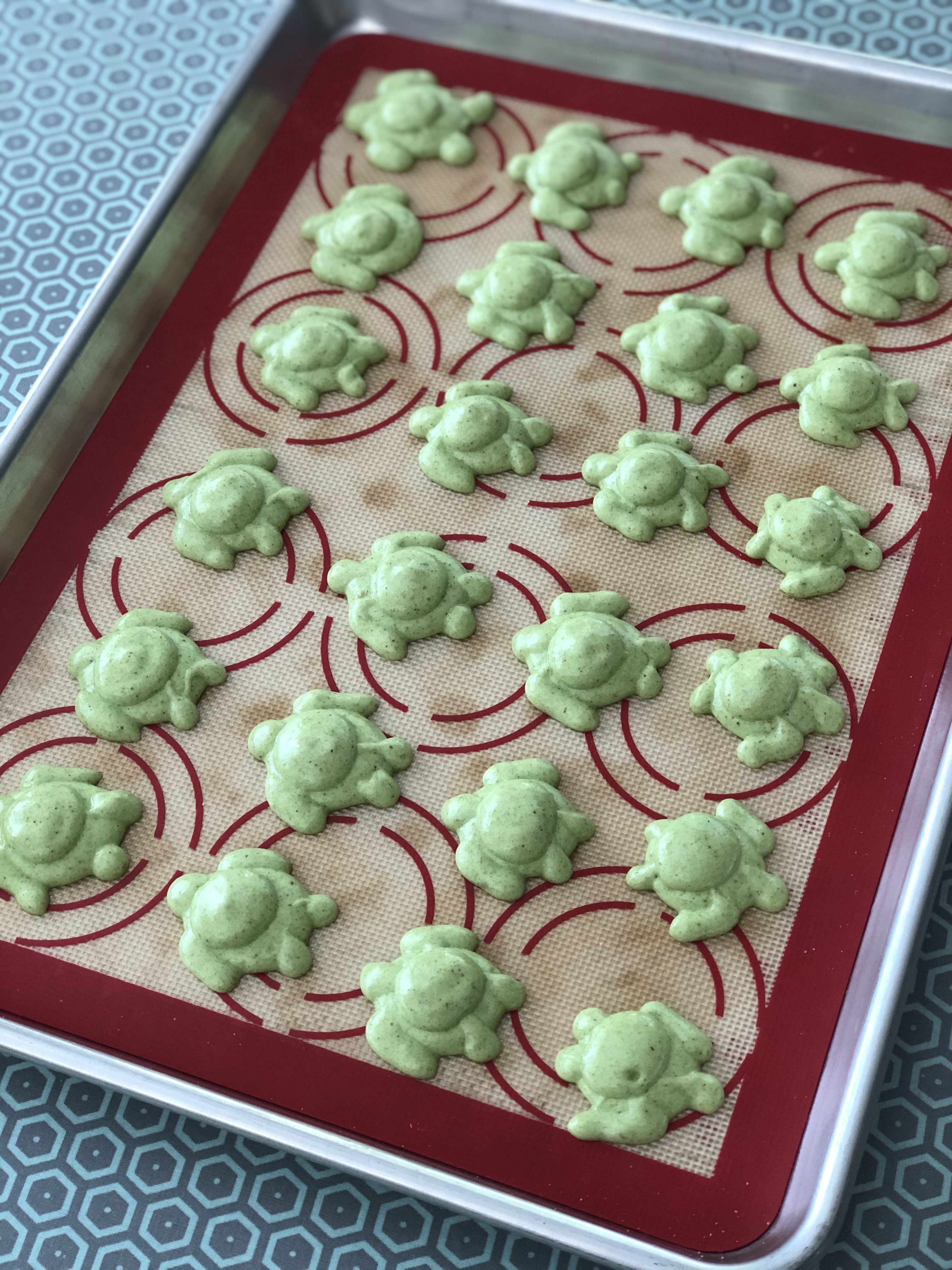 Turtle-Shaped Pistachio Cardamon Macarons