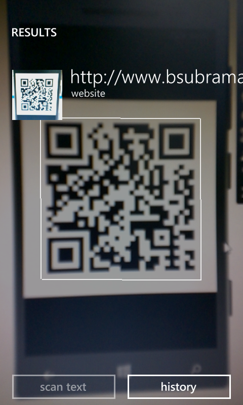 4)Scanning generated QR code: