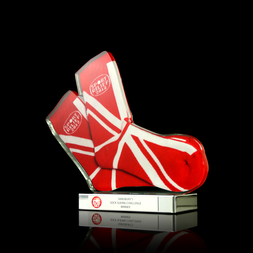 Gaudio Awards Blog: Gaudio Designs Trophy for Sport Relief Sock Sliding ...