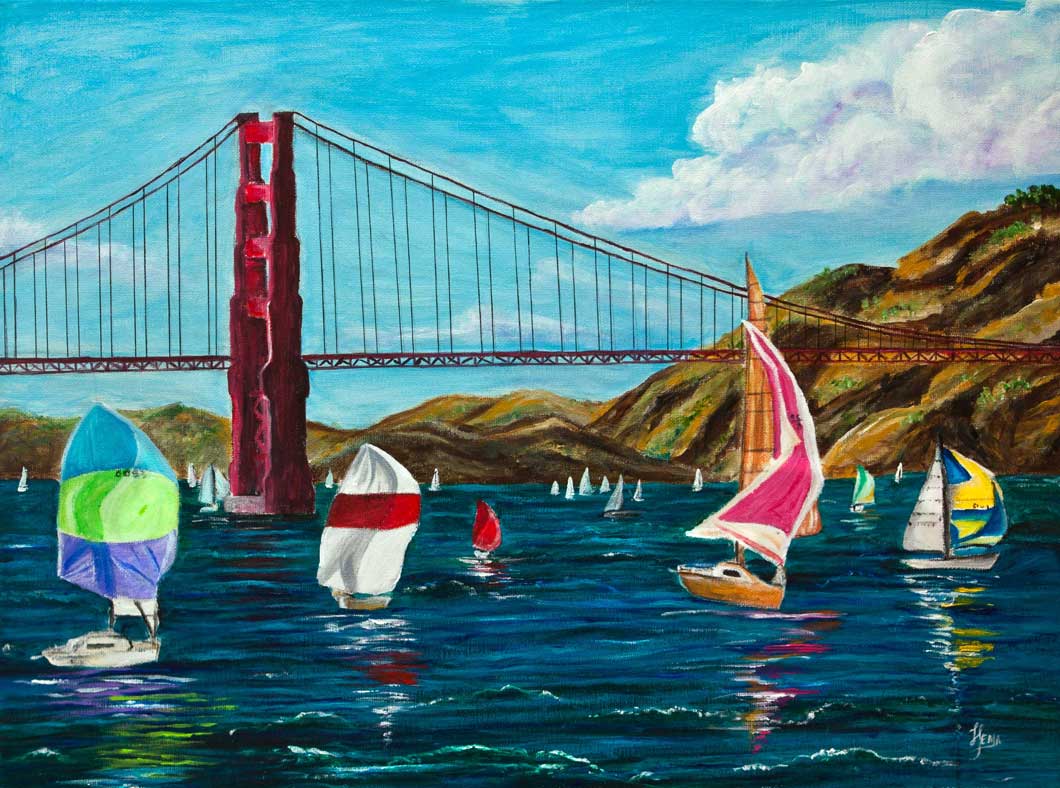 From My Canvas: Golden Gate Regatta - Acrylic Painting