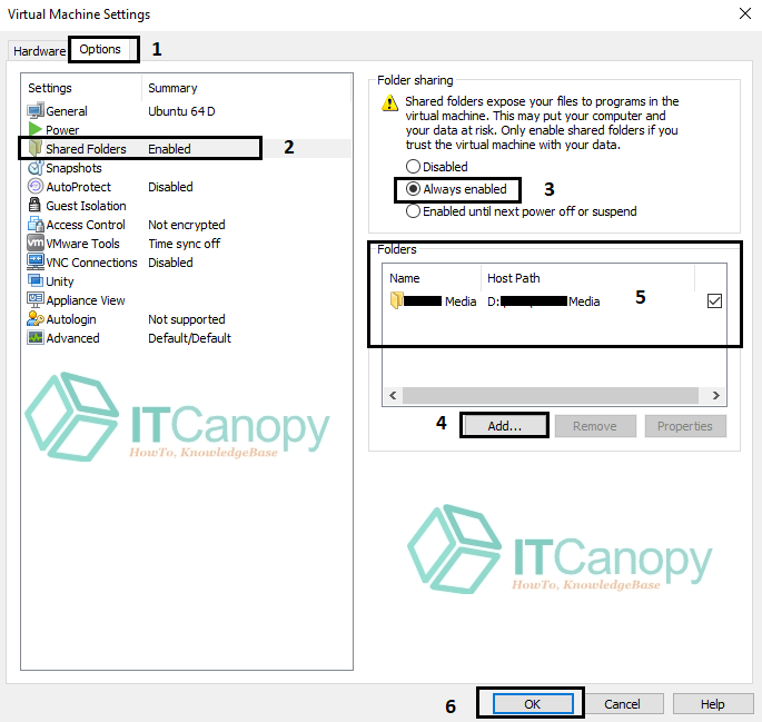 How to share folders between Windows and Ubuntu using VMware Workstation or Player