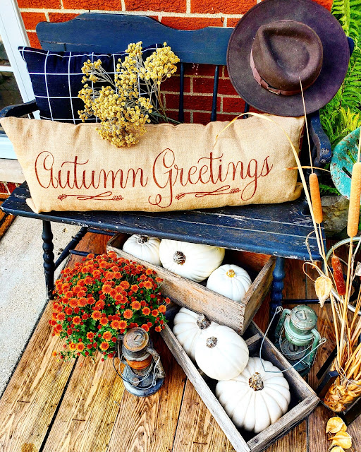 The Quaint Sanctuary: { Outdoor Fall Bench Decor }