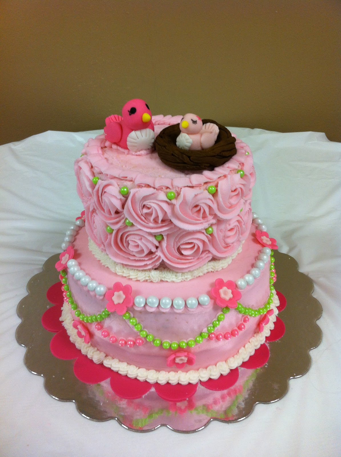 Gingerly Created Confections: Mama and Baby Bird Baby Shower Cake