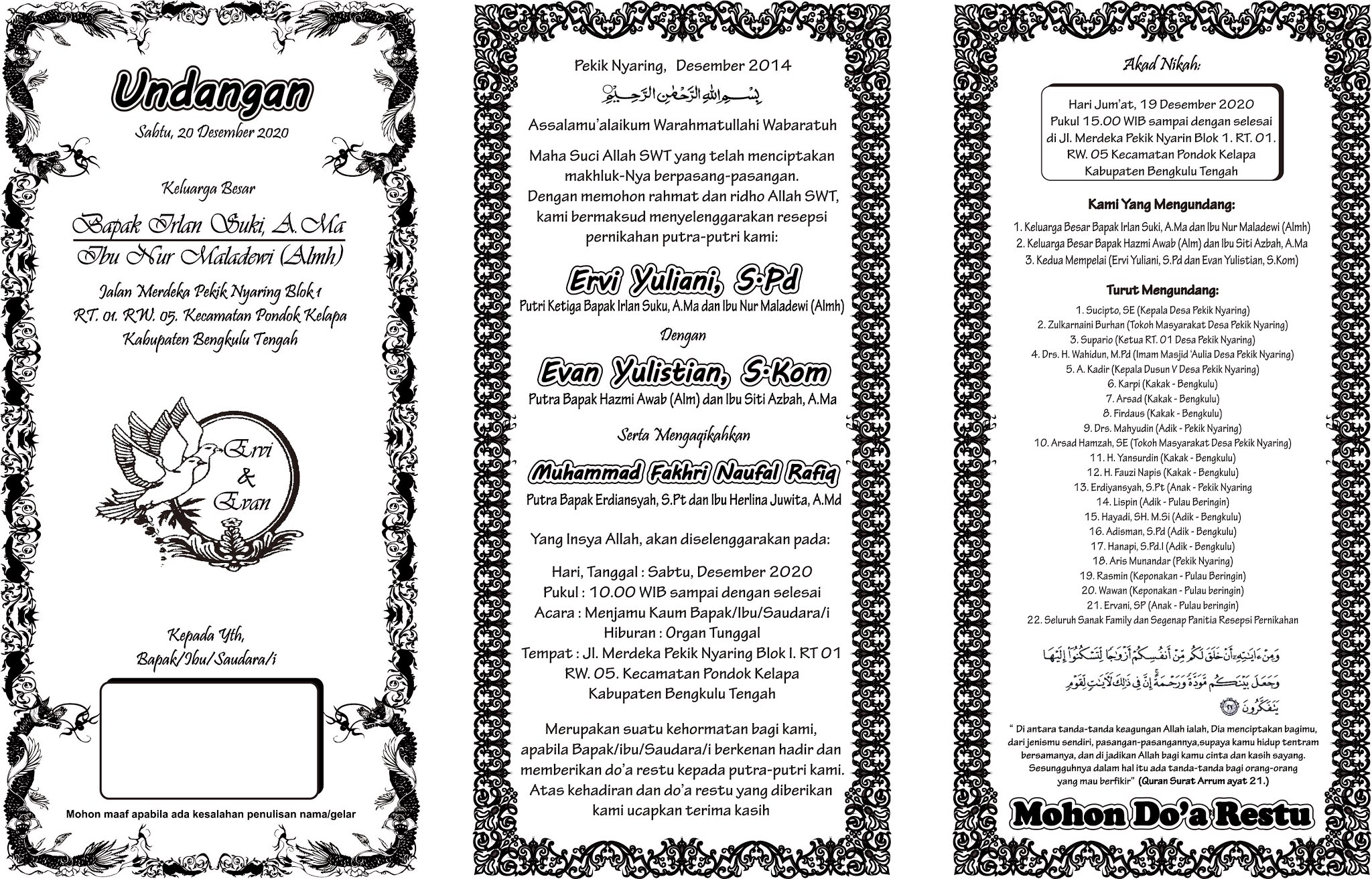 Contoh Undangan Ukuran Kertas F4 (3 Bingkai) Format CorelDraw #2 - Lupa ...