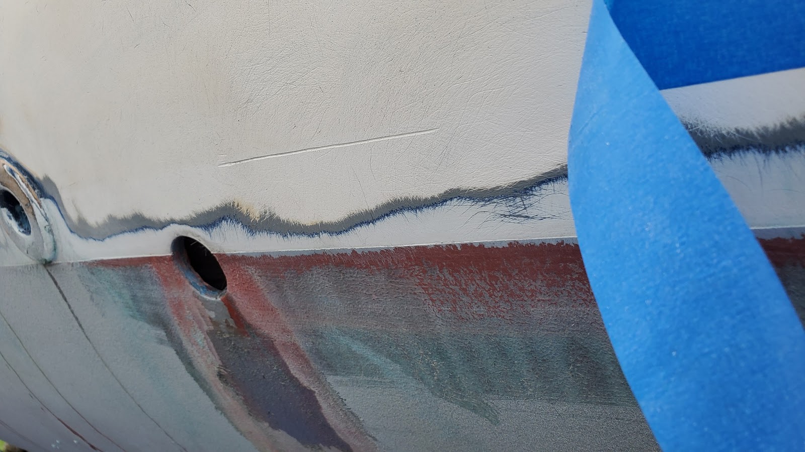Sailing Whimsy: Sanding off the old topsides paint and saving the boot ...