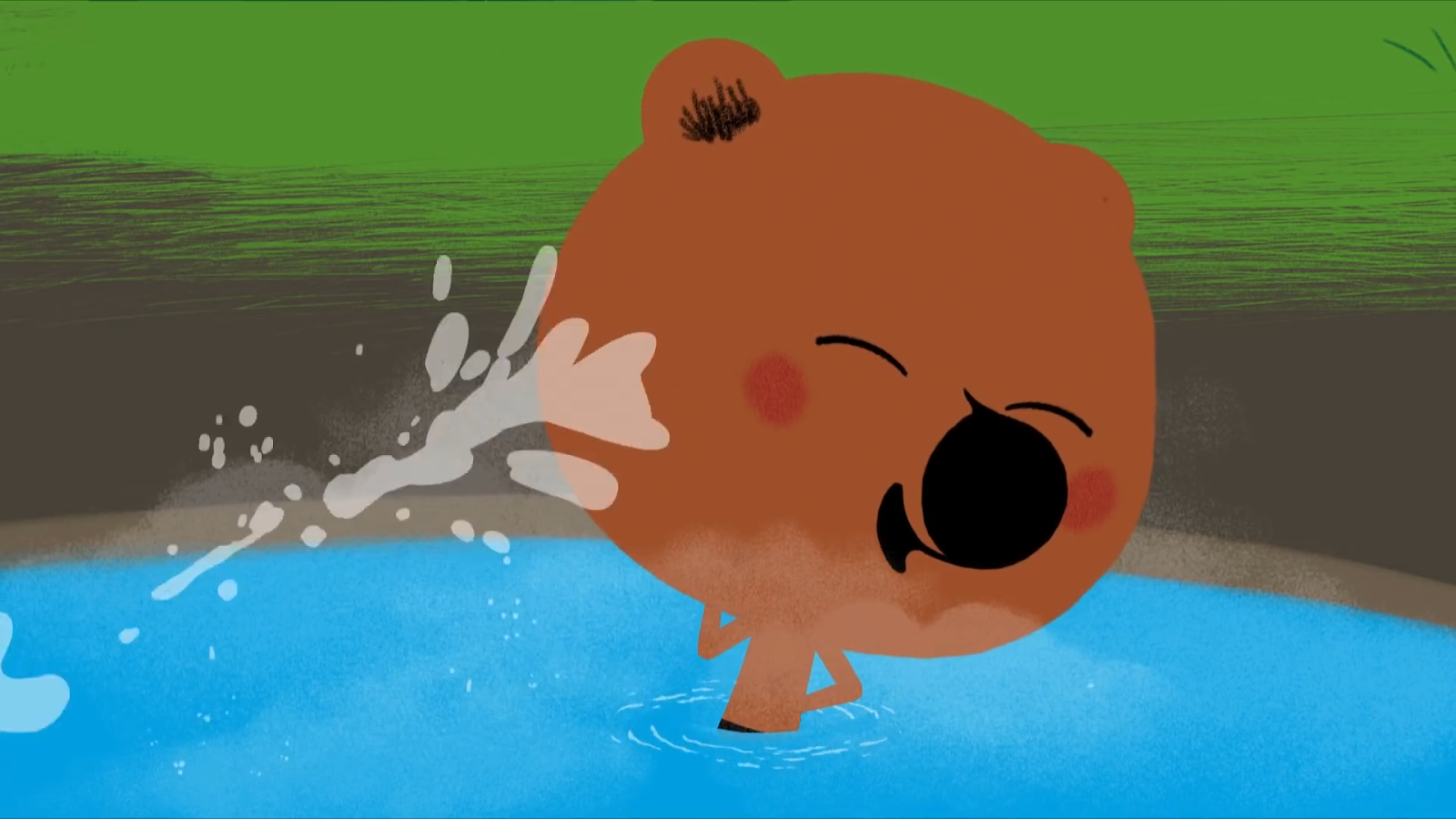 Shirtless Drawn Cartoon Boys: Mouk & Chavapa in Swimming Trunks