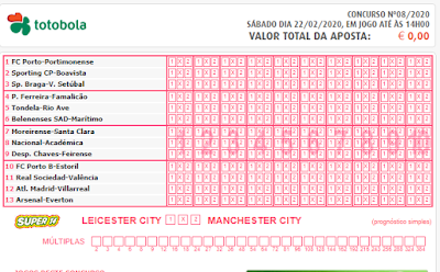 MÚLTIPLAS BASEADAS NO TOTOBOLA: totobola 08.2020