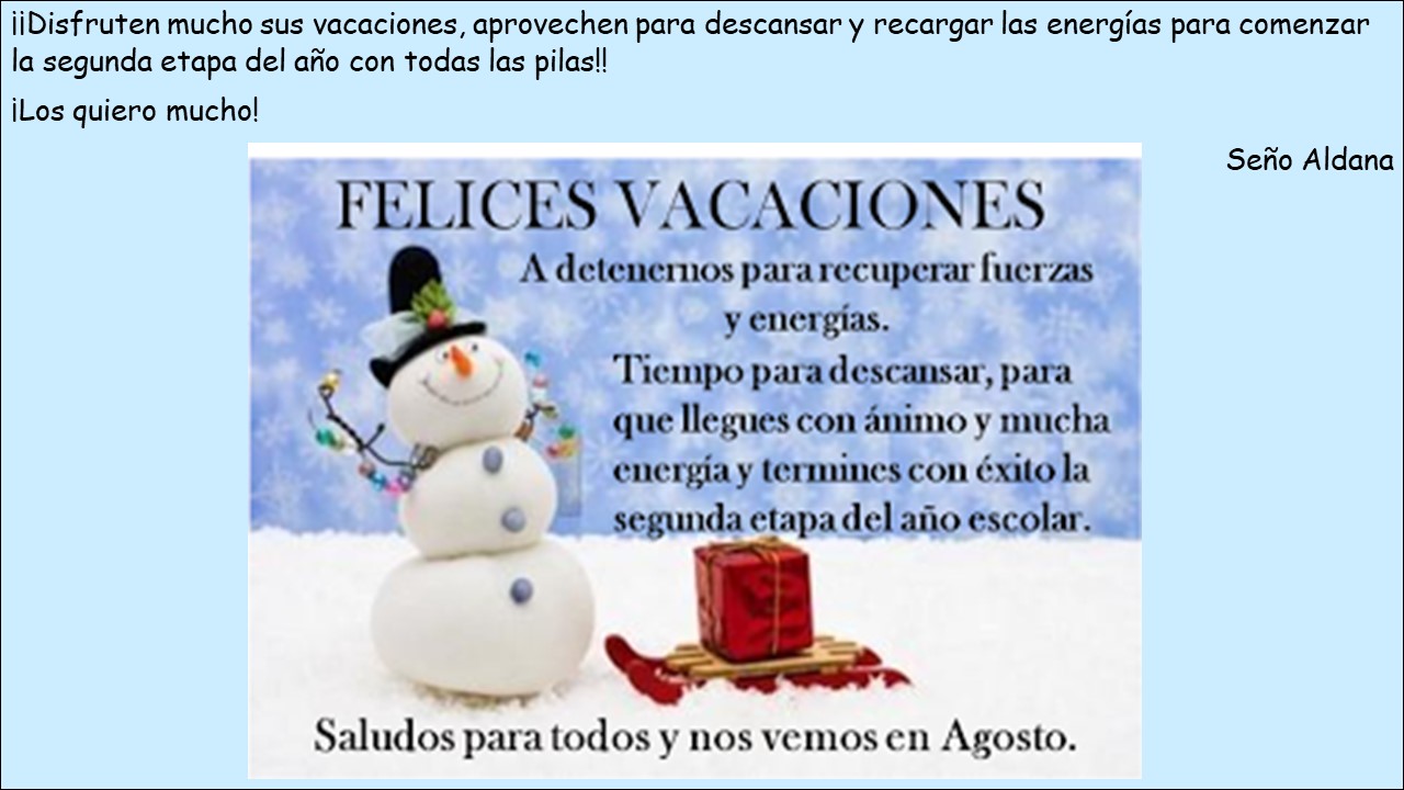 5to B - Primaria IWCM: Receso invernal