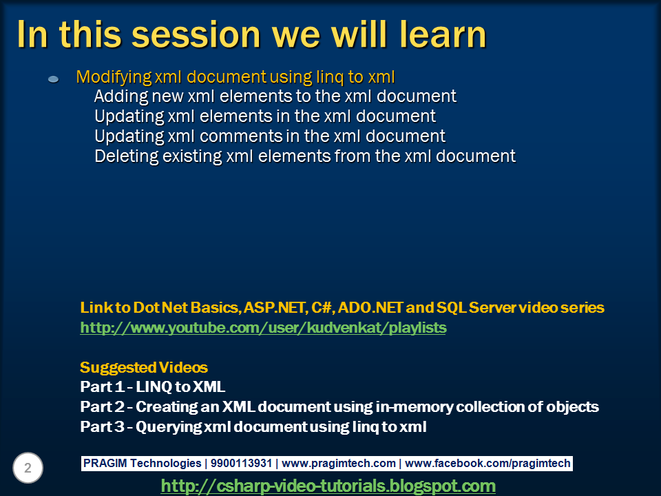 Sql Server Net And C Video Tutorial Part 4 Modifying Xml Document Using Linq To Xml