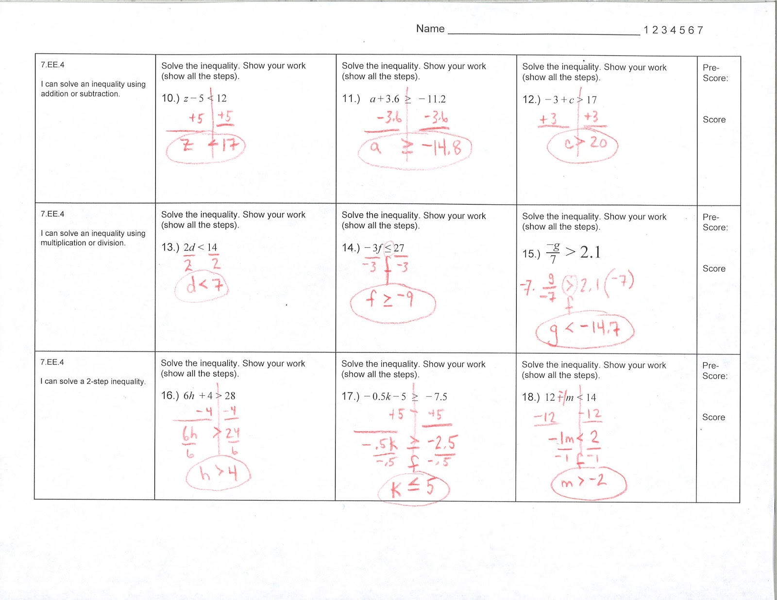 Hamilton Middle School 7th Grade Math