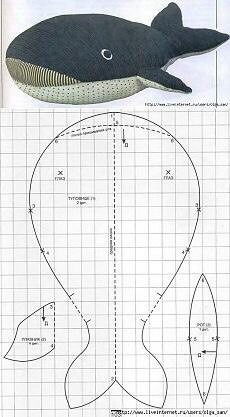 Baleia com molde para corte e costura - Ver e Fazer