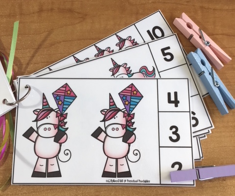 Unicorn Number Trace and Clip Cards ~ Preschool Printables