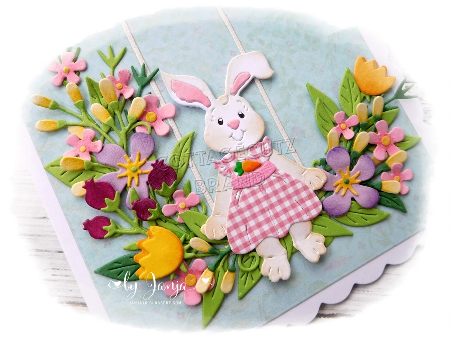 CottageCutz: Spring bunny on a flower swing
