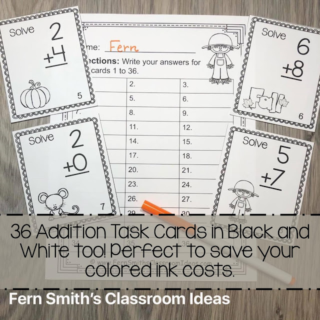 FALL THEMED ADDITION AND SUBTRACTION TASK CARDS FOR YOUR CLASS! - Fern ...