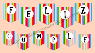 Banderines azules con Letras - Alfabeto