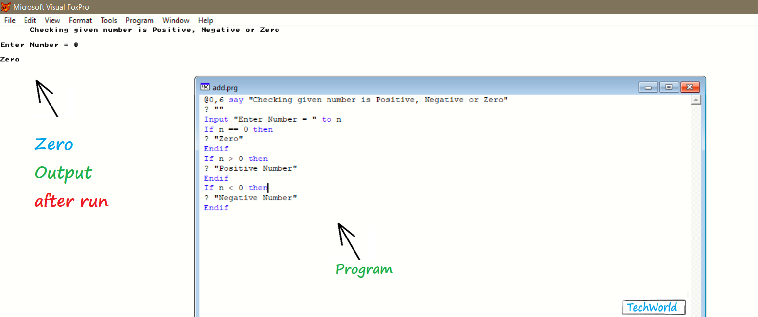 Program to check whether an inputted number is Positive, Negative or ...