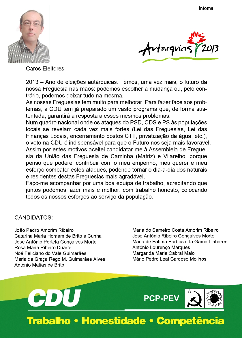 PCP-Caminha: Carta de Apresentação da Candidatura a Caminha