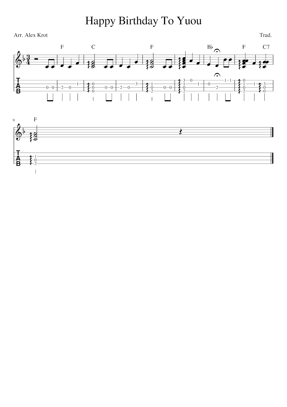Easy Ukulele Tabs: Happy Birthday To You (Chord Melody)