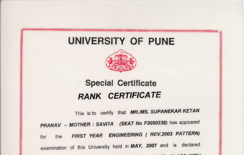 Certificate Of Ranking - Design Talk