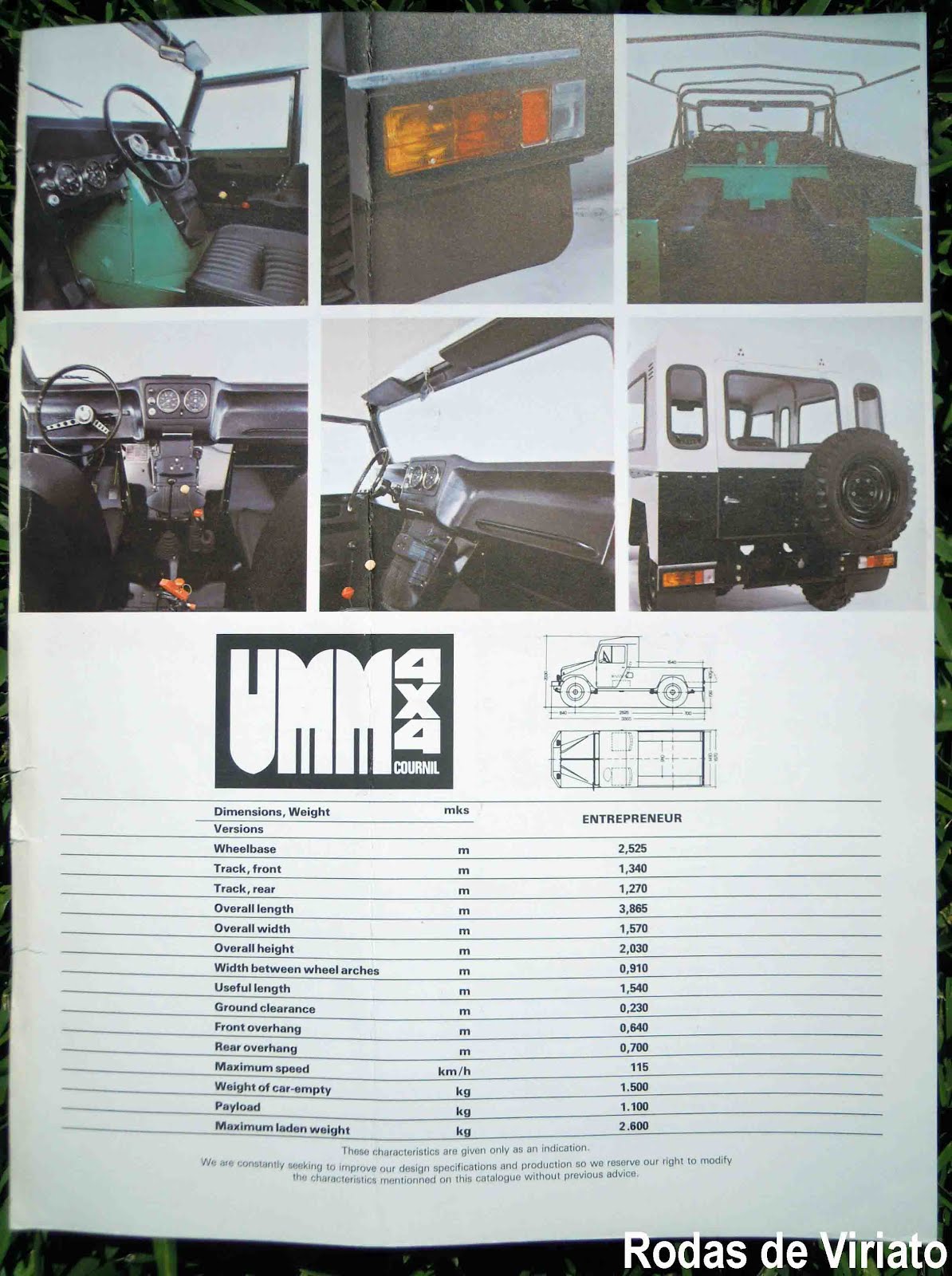 Folheto UMM Cournil 4x4 para mercado estrangeiro [35 anos UMM]