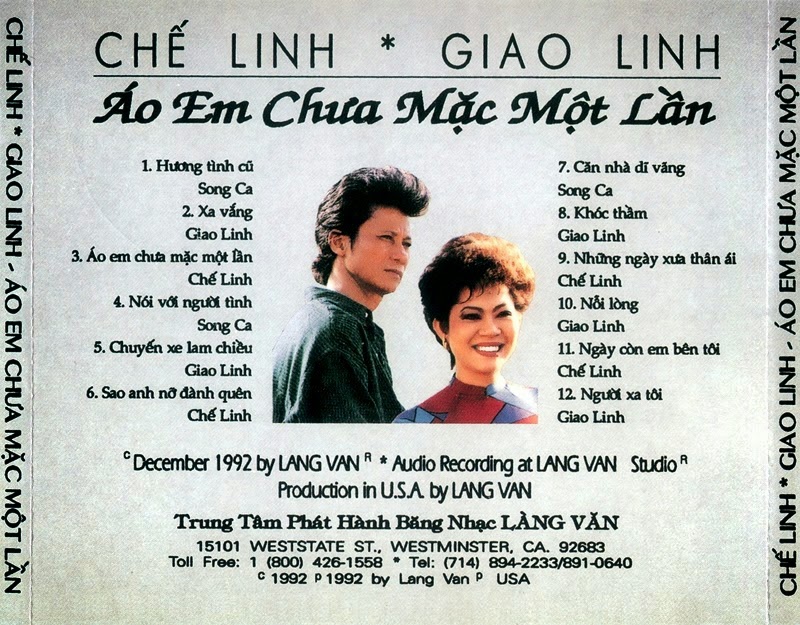Làng Văn Cd 116 Chế Linh Giao Linh Áo Em Chưa Mặc Một Lần ~ Cover Nhạc Việt