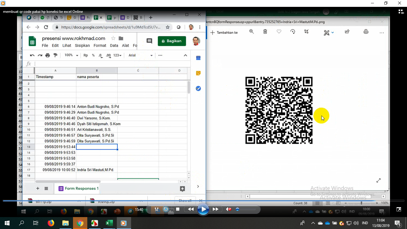 Membuat Presensi Online dengan QR Code terkoneksi dengan excel Online ... Membuat Presensi Online dengan QR Code terkoneksi dengan excel Online ...