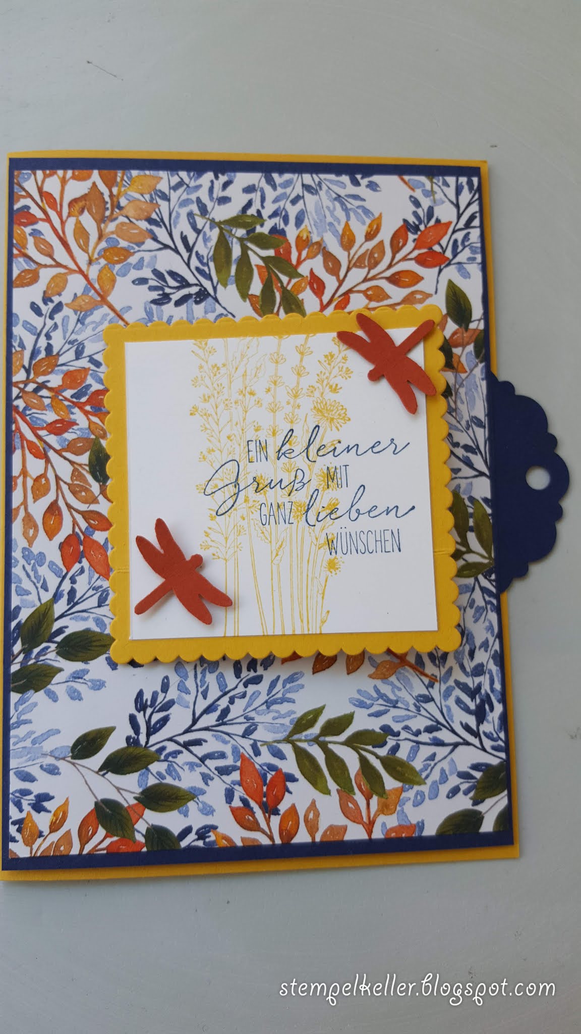 Stempelkeller: Pull Tab Flap Card - Libellengarten