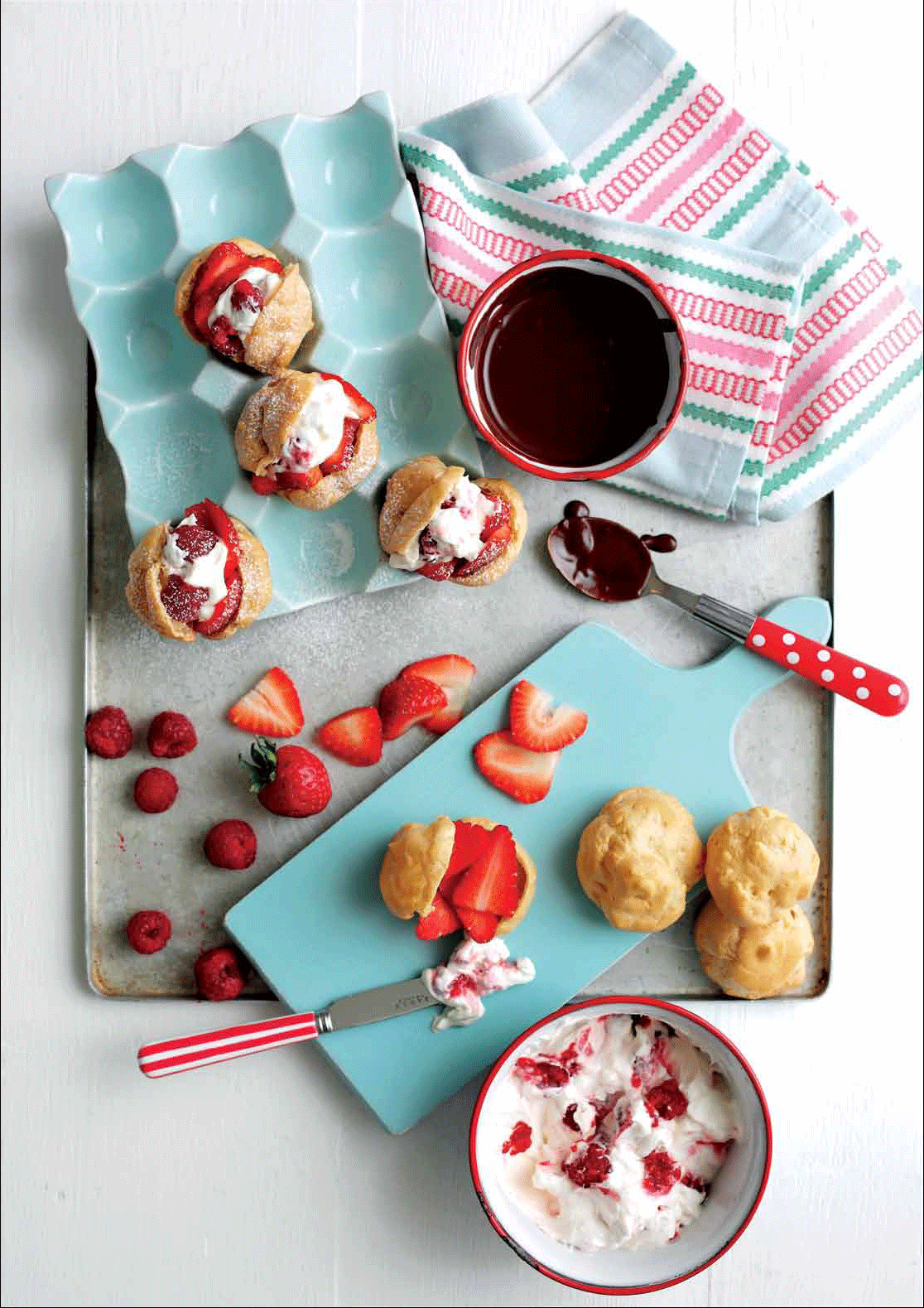Easy Food Recipes and Cooking: Raspberry and Strawberry Profiteroles